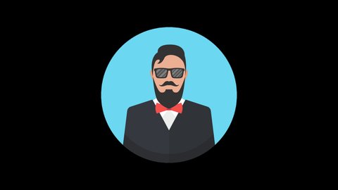 Hipster Avatar Loop Animation Alpha Channel Stock Footage Video (100% ...