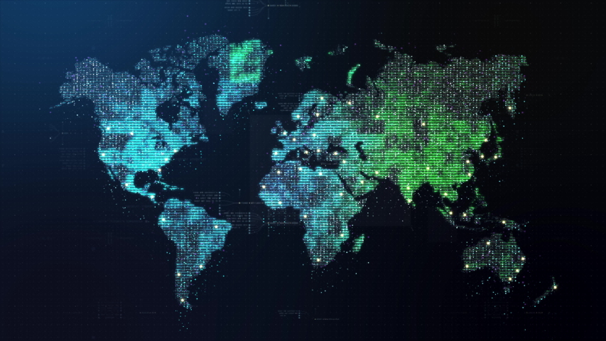 world map glowing blinking particles digital Stock Footage Video (100% ...