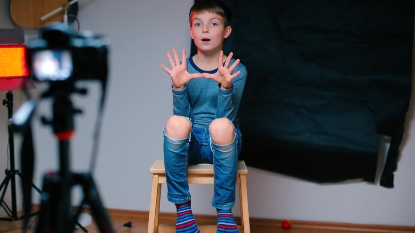 child blogger teen video boy talks Stock Footage Video (100% Royalty ...