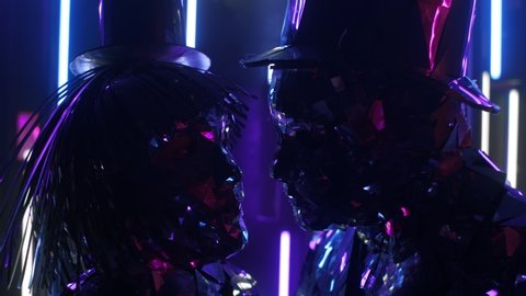 Neon Light Couple Metallic Shiny Couple Stock Footage Video (100% ...