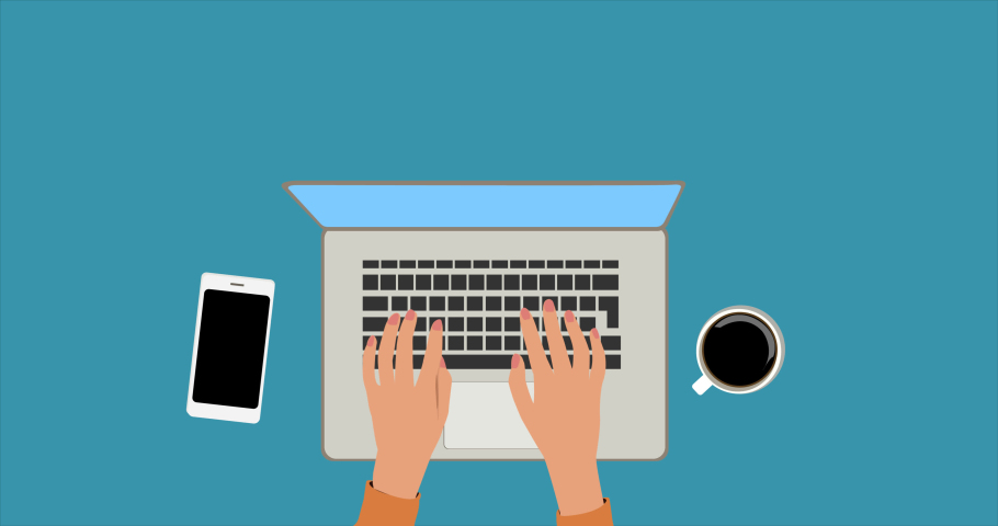 Animated Video Woman Typing On Laptop Stock Footage Video (100% Royalty ...