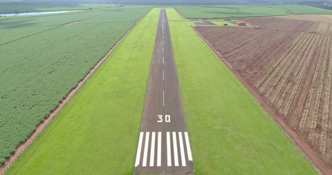 Aerial View Paved Airplane Runway On Stock Footage Video (100% Royalty ...