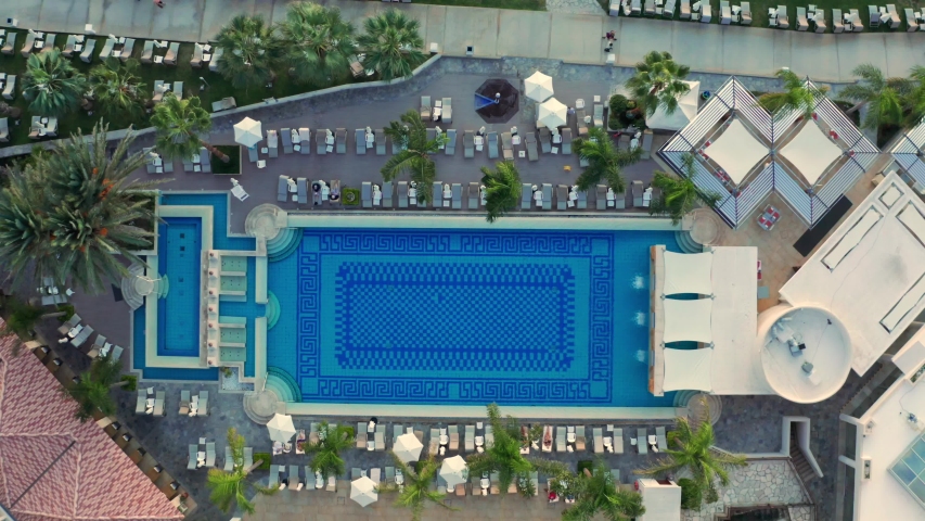 aerial top view hotel swimming pool Stock Footage Video (100% Royalty ...