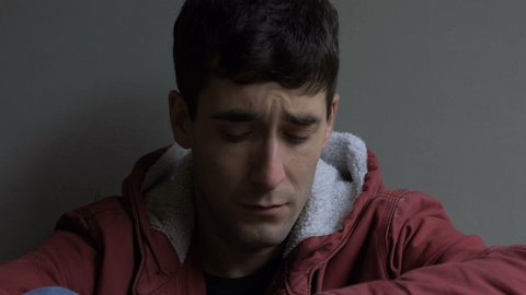 Sad Depressed Young Man Crying Alone Stock Footage Video (100% Royalty ...