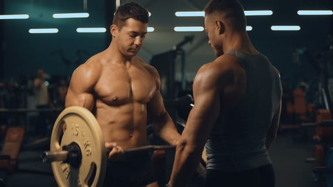 Two Bodybuilders Handsome Strong Athletic Man Stock Footage Video (100% ...