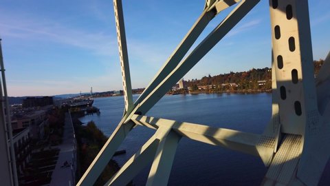 Climbing Truss Tall Freeway Bridge Pan Stock Footage Video (100% ...
