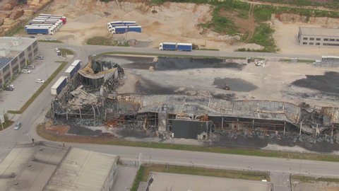 Drone Bleak View Ruins Factory After Stock Footage Video (100% Royalty ...