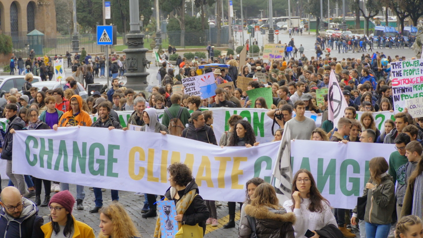crowd mixed ethnic protesters banners protesting Stock Footage Video ...
