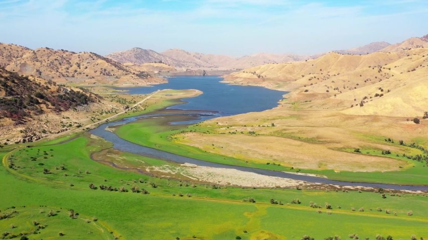 Aerial View Lake Kaweah Recreation Area Stock Footage Video (100% ...