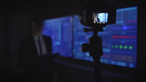 professional tv camera standing live news Stock Footage Video (100% ...