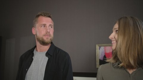 Young Cheerful Couple Holding Hands Falling Stock Footage Video (100% ...