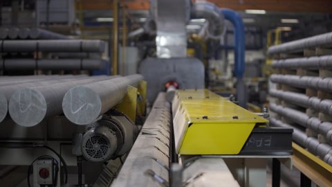 Warehouse Metal Profiles Aluminium Production Line Stock Footage Video ...