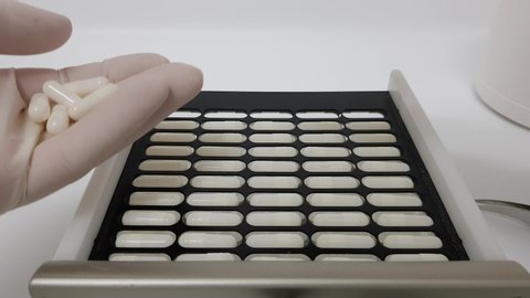 Preparation Capsules Using Manual Machine Stock Footage Video (100% ...