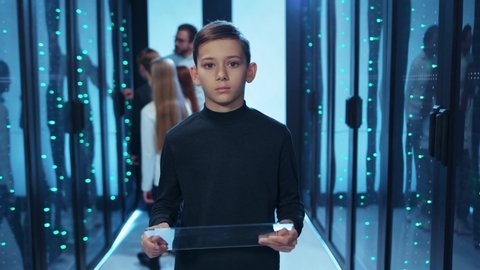 Young Prodigy Boy Using Innovation Transparent Stock Footage Video (100 ...