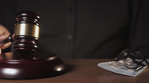 Concept Bribery Court Closeup Judge Knocking Stock Footage Video (100% ...