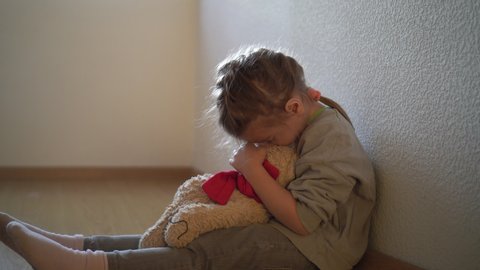 Orphan Girl Crying One Floor Child Stock Footage Video (100% Royalty ...