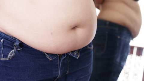 Fat Belly Hanging Out Unbutton Blue Stock Photo (Edit Now) 233065591