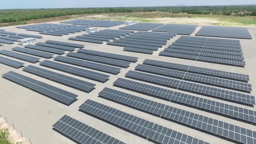 cinematic aerial view solar photovoltaic power Stock Footage Video (100 ...