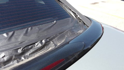 Black Duct Tape Holding Back Windshield Stock Footage Video (100% ...