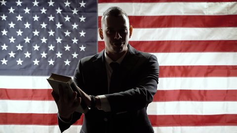 Silhouette Business Man Taking Oath While Stock Footage Video (100% ...