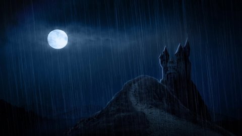 Fantasy Castle Rain Storm Night Stock Footage Video (100% Royalty-free ...
