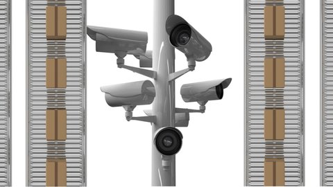 Animation Cctv Cameras Moving Around Rows Stock Footage Video (100% ...