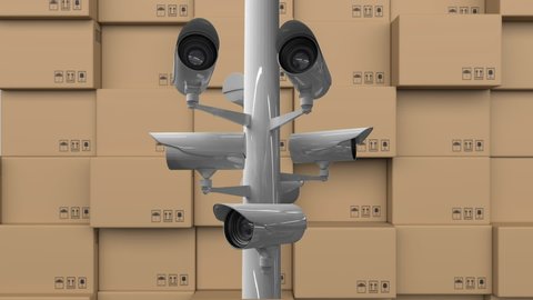 Animation Cctv Cameras Moving Around Rows Stock Footage Video (100% ...