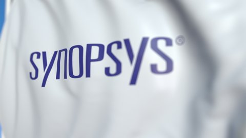 Waving Flag Synopsys Logo Closeup Editorial Stock Footage Video (100% ...