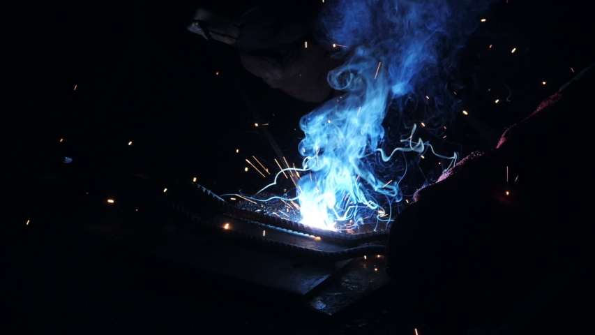 welder working welding machine bright flashes Stock Footage Video (100% ...