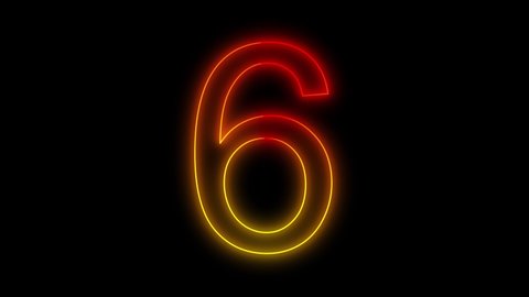Number 6 Neon Light Glowing Animation Stock Footage Video (100% Royalty ...