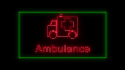 Ambulance Hospital Neon Sign Fluorescent Light Stock Footage Video (100 ...