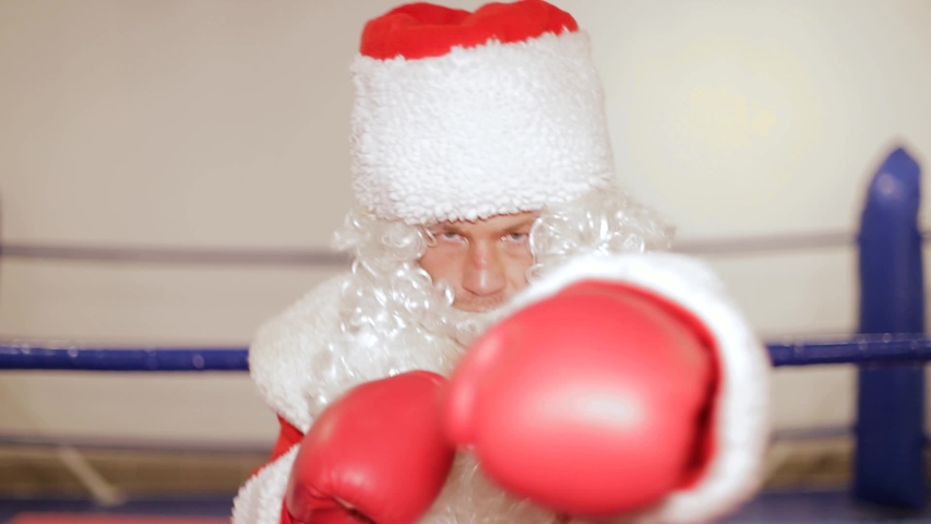 santa claus boxing gloves trains ring Stock Footage Video (100% Royalty ...