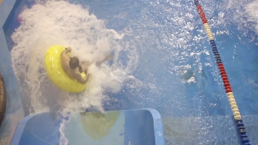 Top View Blue Water Slide Pool Stock Footage Video (100% Royalty-free ...
