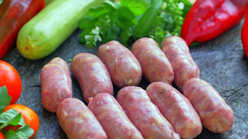 mini sausages small raw Stock Footage Video (100% Royalty-free ...