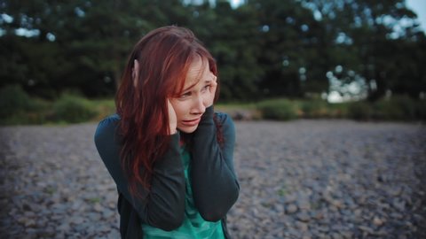 Woman Crying Screaming After Running Away Stock Footage Video (100% ...