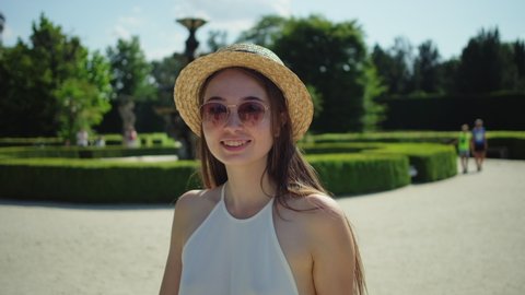 Woman Walking Garden Famous Lednice Castle Stock Footage Video (100% ...