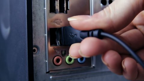 Cable Pulled Out Port On Desktop Stock Footage Video (100% Royalty-free ...