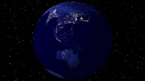 Rotating Earth View Space Satellite Cities Stock Footage Video (100% ...