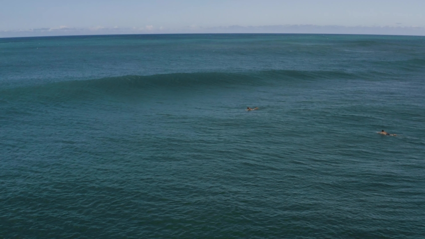 surfer catching wave far out sea Stock Footage Video (100% Royalty-free ...