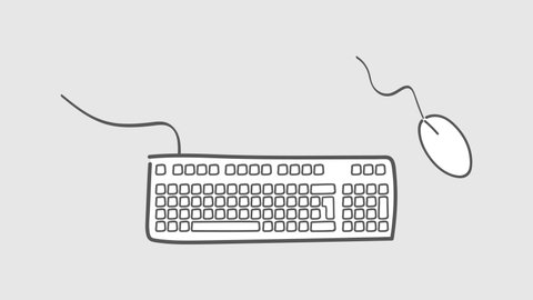 Keyboard Mouse Animation On Gray Background Stock Footage Video (100% ...