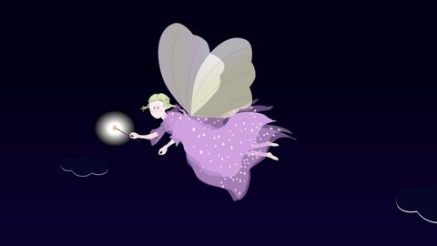Cute Fairy Flying Night Sky Stock Footage Video (100% Royalty-free ...
