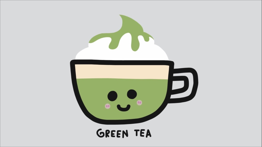 cute green tea set doodle style Stock Footage Video (100% Royalty-free ...