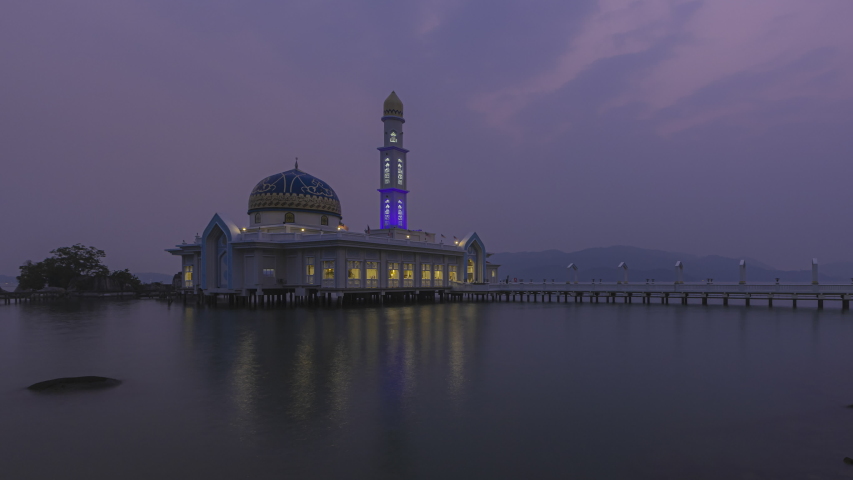 beautiful time lapse floating mosque sunrise Stock Footage Video (100% ...