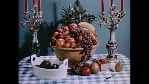 Circa 1950s Fruits Vegetables Displayed Market Stock Footage Video (100 ...