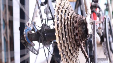 Bike Wheels Spinning Movement Closeup Spinning Stock Footage Video (100 ...