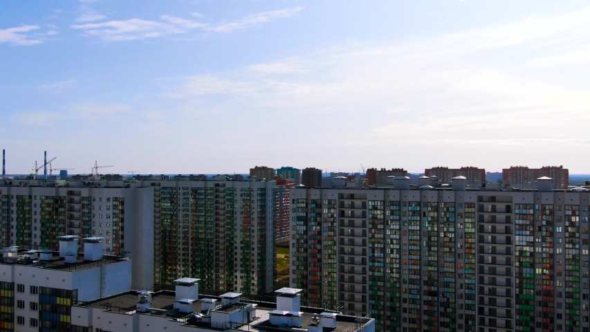white rows multi-storey houses colorful striped Stock Footage Video ...