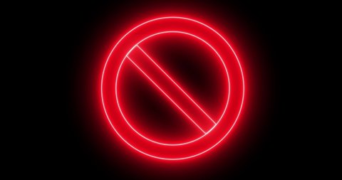 Purple Forbidden Glow Neon Symbol Motion Stock Footage Video (100% ...