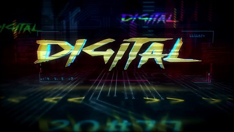 Digital World Futuristic Cyberpunk Style Animation Stock Footage Video ...