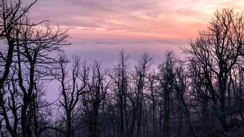 Inverse Clouds Flows Under Mountain Behind Stock Footage Video (100% ...