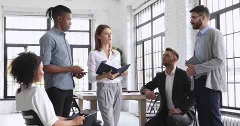 Happy Friendly Multiracial Sales Team Young Stock Footage Video (100% ...